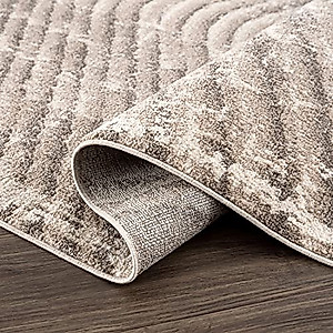 Abani Rugs Contemporary Sand Dunes Area Rug - Modern 6’ x 9’ Blue & Beige Premium No-Shed Under Table Area Rug