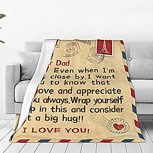 Gift for Dad Blanket from Son/Daughter Kids,to My Dad Blanket from Son Love Airmail Throw Blanket,Best Grandma Gifts,Soft Warm Flannel Fleece Custom Birthday Gifts for Dad