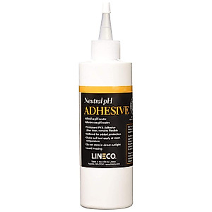 Lineco Neutral pH Adhesive, Acid-Free PVA Formula Water Soluble Dries Clear and Quick Flexible When Dried. 8 Ounces. Ideal For Book Binding and Other Paper Projects. White