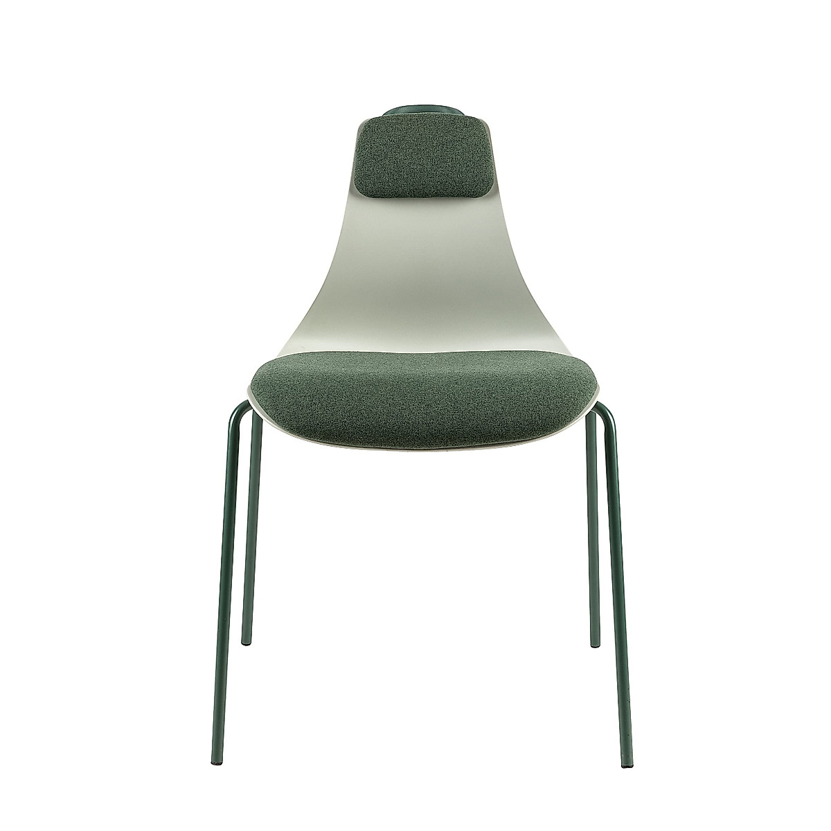 HESIEU Dining Chair Set of 2, Leisure Chair with Color-Blocking Cushions, Tilted 15°, Iron Legs with Silent Cushions, Double Back Support, Suitable for Dining Rooms, bedrooms and Living Rooms (Green)