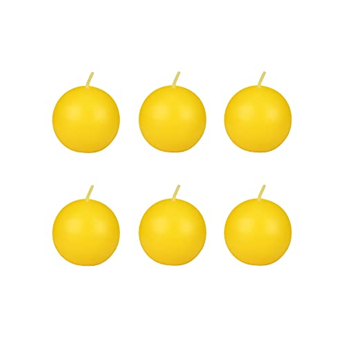 Zest Candle 6-Piece Ball Candles, 3-Inch, Yellow
