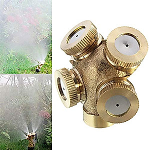 Yardwe 4pcs Mist Spray Nozzle 4 Hole Brass Misting Nozzles Agricultural Water Sprayer Sprinkler Irrigation for Outdoor Garden Lawn Cooling System M14x1.5
