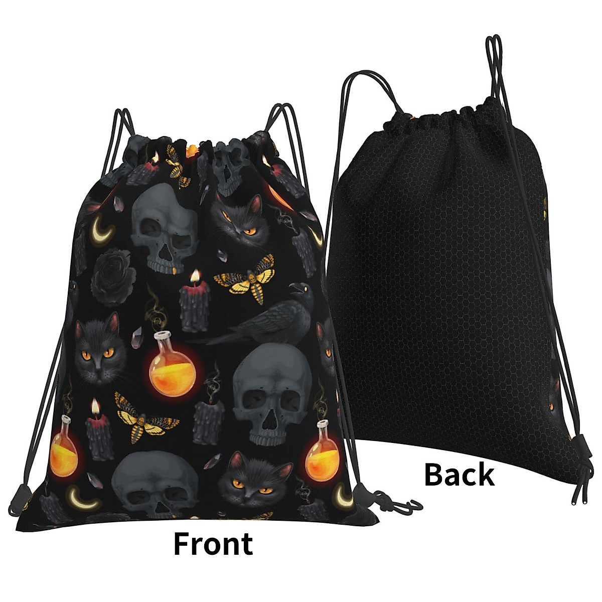 Juoritu Goth Skull Drawstring Bags for Women and Men, Drawstring Backpack, Water Resistant String Bag, Gym Bag for Gifts Sports