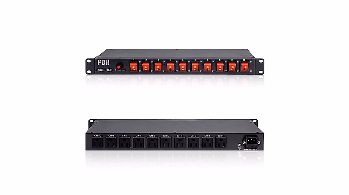 10 Outlet Horizontal 1U Rack Mount PDU Power Strip - Surge Protection ...