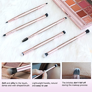 EyeShadow Brush Set Double Sided Make Up Brushes Eyeshadow 5 Pcs Eyeliner Brush for Makeup,Professional Eye Shadow Blending Concealer Eyebrow Eye Liners Premium Synthetic Eye Makeup Brushes（Rose Gold)