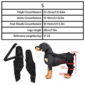 Ladieshow Dog Knee Brace, Pet Dog Hind Legs Protector Dog Hind Rear Leg Brace Adjustable Brace Leg Support for Injury and Sprain Protection Wound Healing(S)