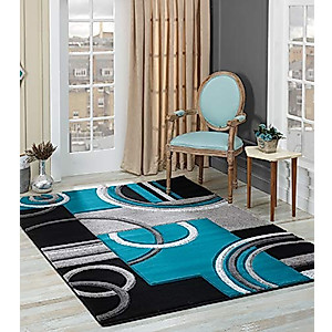 GLORY RUGS Area Rug Modern 5x7 Turquoise Soft Hand Carved Contemporary Floor Carpet with Premium Fluffy Texture for Indoor Living Dining Room and Bedroom Area