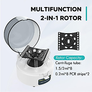LAB FISH Mini Centrifuge Machine 4000 RPM,980 xg RCF,Lab Benchtop Microcentrifuge W/ 2-in1 Rotor for 0.2/1.5/2ml Capacity Scientific Test Tubes