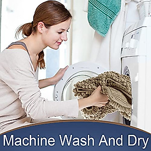 Yimobra Original Luxury Shaggy Bath Mat, 44.1 X 24 Inches, Super Absorbent Water, Non-Slip, Machine-Washable, Soft and Cozy, Thick Modern for Bathroom Bedroom, Camel