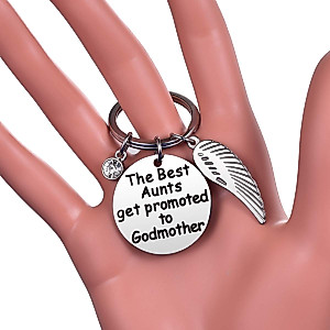 Godmother Keychain Gift Baptism Jewelry Godmother Birthday Christen Gift The Best Aunts Get Promoted to Godmother Silver