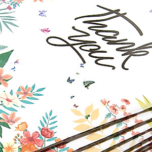 60 Pack Thank You Gift Bags with Handles 8" X 4" X 10" Floral Thank You Paper Bags Party Favor Bags Shopping Bags for Business Boutique Gifts Wedding