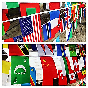 International Flags, G2PLUS® 164 Feet 8.2'' x 5.5'' World Flags, 200 Countries Olympic Flags Pennant Banner for Bar, Party Decorations, Sports Clubs, Grand Opening, Festival Events Celebration