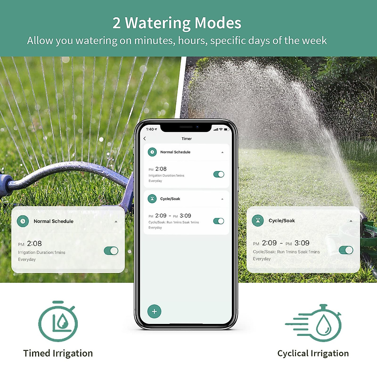 WiFi Water Timer for Garden Hose, Diivoo Smart Sprinkler Irrigation Timer with Hub, Up to 20 Separate Watering Schedules, Compatible with Alexa and Google Home