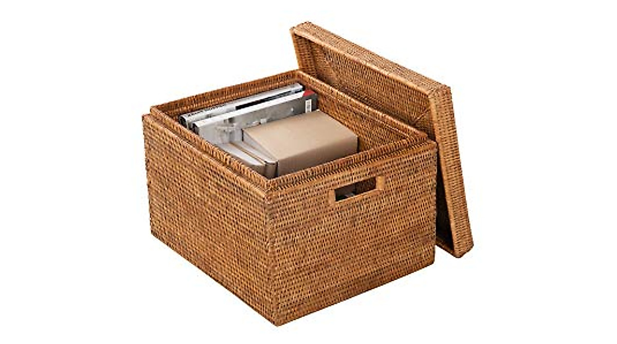 Kouboo La Jolla Rattan Storage Box - Stylish Honey Brown Organizer