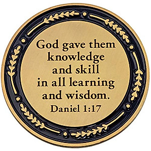 Congratulations Graduate Christian Coin, Religious Graduation Pass Along Token of Rejoicing, for High School, College, and Graduate School, Antique Gold-Color Plated Daniel 1:17 Gift