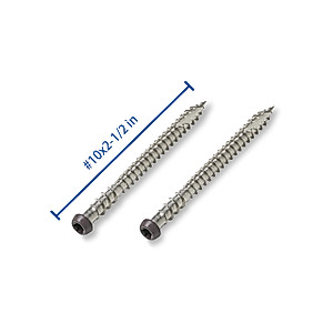 YYL,Composite Decking Stainless Steel Wood Screw, #10x2-1/2,Star Drive,Torx 20, Type 17 Slot Point,Wood Screw,1 Free Bit Included (#10x2-1/2, Dark Brown, 350)
