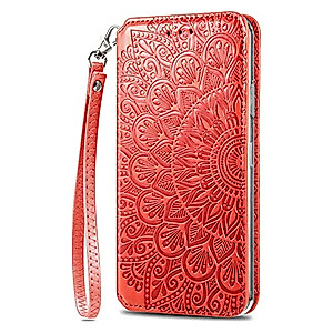 MTQLX Case for Oppo Reno2 z Wallet Case,Fashion Women Luxury Premium PU Leather Flip Protective Case Cover with [Stand][Lanyard],for Oppo Reno2 z- Red