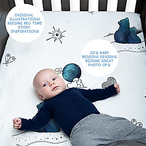 JumpOff Jo - 2 Pack Fitted Crib Sheet, Super Soft Breathable 100% Cotton Baby Crib Sheet for Standard Crib Mattresses and Toddler Beds, 28 in. x 52 in. - Galaxy & Mama Bear