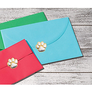 PaperDirect Gold and Silver Paw Print Foil Seals, 100 Pieces, Embossed Seals for Certificates, Achievement and Award Stickers for School, Work, Diploma