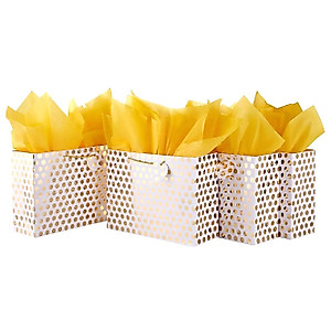 Bobobag 4 Pack 16.5" Extra Large Gift Bags with Tissue Paper for Mother's Day, Birthday Presents (gold polka dot)