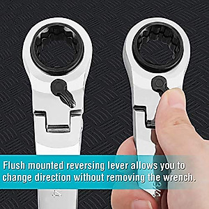 DURATECH 4-in-1 Flex-Head Reversible Ratcheting Box Wrench Set, SAE, 2-Piece, 5/16'' to 3/4'', 12 Point, CR-V, with Rolling Pouch