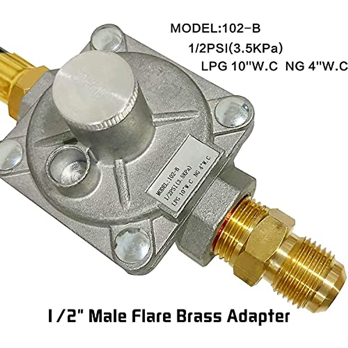 MENSI Replacement of 3030 CNG 4.0" & LP 10" for Kitchen-Aid 710-0003 Gas Grill Natural Gas Conversion Kit Regulator with Hose 1/2" Male Flare Fitting