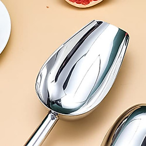 Stainless Steel Ice Scoop, 3 Ounces Round Bottom Bar Ice Flour Utility Scoop 9.6 Inch Metal Food Scoop Small Metal Food Candy Scoop for Kitchen Bar Party Wedding for Ice Cubes Beans Dog Food