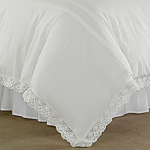 Laura Ashley Home - Queen Comforter Set, Reversible Cotton Bedding with Matching Shams, Stylish Home Decor for All Seasons (Annabella White, Queen)