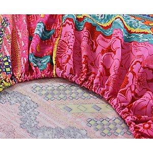 HNNSI 4 Pieces Bohemia Ethnic Bedding Sets Queen Size, Brushed Cotton Boho Duvet Cover Set with Fitted Sheet, Super Comfy Comforter Cover Sets,No Comforter(Fitted Sheet Set, Queen)