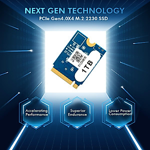 AISPEX M.2 2230 SSD 1TB PCIe Gen 4.0 x4 NVMe Internal Solid State Drive, Up to 3600MB/S Compatible with Steam Deck, Surface Pro X, Dell HP Lenovo Laptop, Ultrabook Tablet