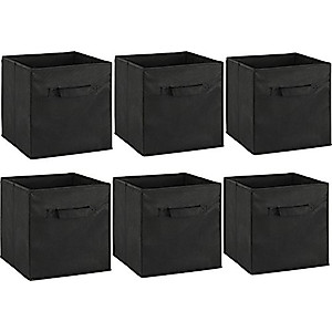 6 Pack - SimpleHouseware Foldable Cube Storage Bin, Black