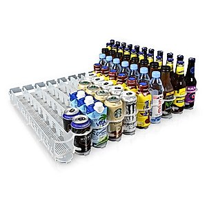 Visi-Slide 14/16oz Soda Beverage Dispenser - Gravity Fed Glide for Angled Shelves for Coolers, Commercial Refrigerators, Cold Vaults (Pack of 2)Drink Dispenser and Organizer for Cans, Bottles and More
