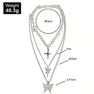 YERTTER Dainty Punk Layering Chunky Chain Choker Toggle Necklace Boho Jewelry Set Layered Butterfly Cross Angel Pendant Statement Necklace Festival Statement Necklace for Women Man