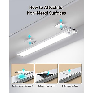 ULG Motion Sensor Under Cabinet Lights 12'' USB-C Rechargeable Closet Lights 47 LED Under Cabinet Lighting Wireless 6000K Dimmable Under Counter Lights for Kitchen, Hallway, Stairway - 2/Pack