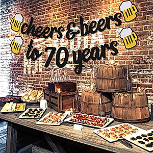 YOYMARR Cheers 21 30 35 40 50 60 70 80 90 Years Banner Happy Birthday Decorations for Men Women Him Her Any Years Old Birthday Anniversary Party Supplies Sparkle Black Decor