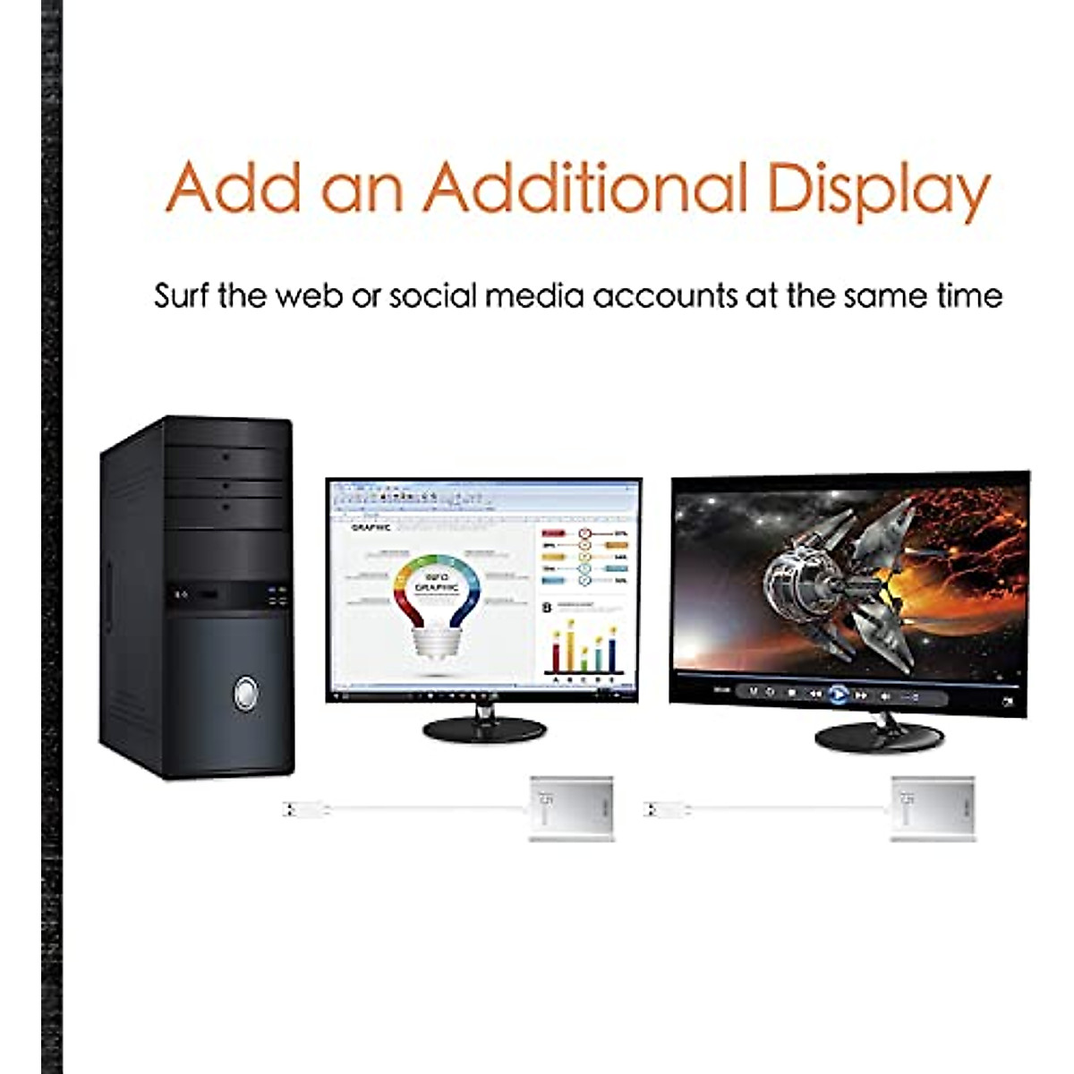 j5create USB 3.0 to 4K HDMI Display Adapter USB 3.0 Male Type-A Connector | HDMI Female Connector | 4K UHD | Resolution Up to 3840 x 2160 @ 30 Hz | Aluminum Housing (JUA354)