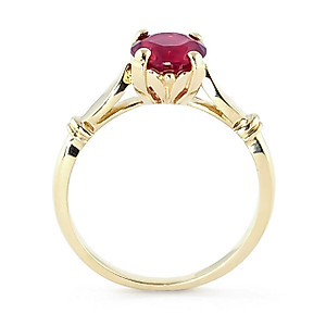 Galaxy Gold GG 14k Solid Yellow Gold Solitaire 2 ct Ruby Ring - Size 8