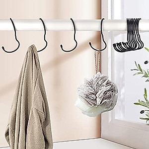 AccEncyc 12 Pcs Purse Hanger Closet Bag Hooks Handbag Organizer Heavy Duty S Hooks for Hanging Purse for Closet and Shower Stainless Steel (Black)