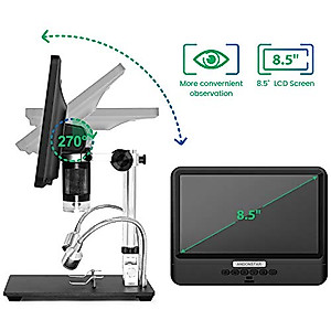 Andonstar AD208 Coin Microscope with 8.5 Inch Screen 260X LCD Lab Handheld USB Digital Microscopes for PCB Repair Soldering Coin Inspection
