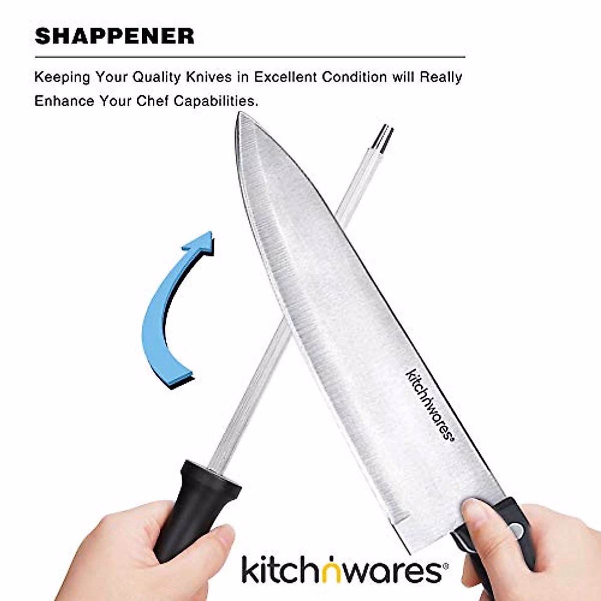 Knife Set With Wooden Block - 15 Piece Set Includes Chef Knife, Bread Knife, Carving Knife, Utility Knife, Paring Knife, Steak Knife, Boning Knife, Scissors And Knife Sharpener. - By Kitch N’ Wares