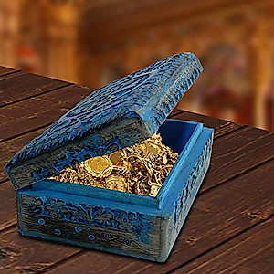 BHAVATU |Wooden Jewelry Box, Jewelry Box, Tarot Box, Celestial Home Decor, Witch Box, Tree of Life, Trinket Box |Size- 8" x 5" x 2.5",| Decorative Storage Bin
