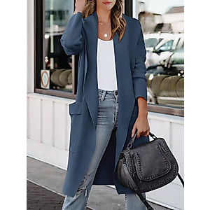 ANRABESS Women's Long Cardigan Sweater 2025 Fall Fashion Casual Oversized Knit Open Front Coatigan Jacket Coat Trendy Outfits Deep Blue Small