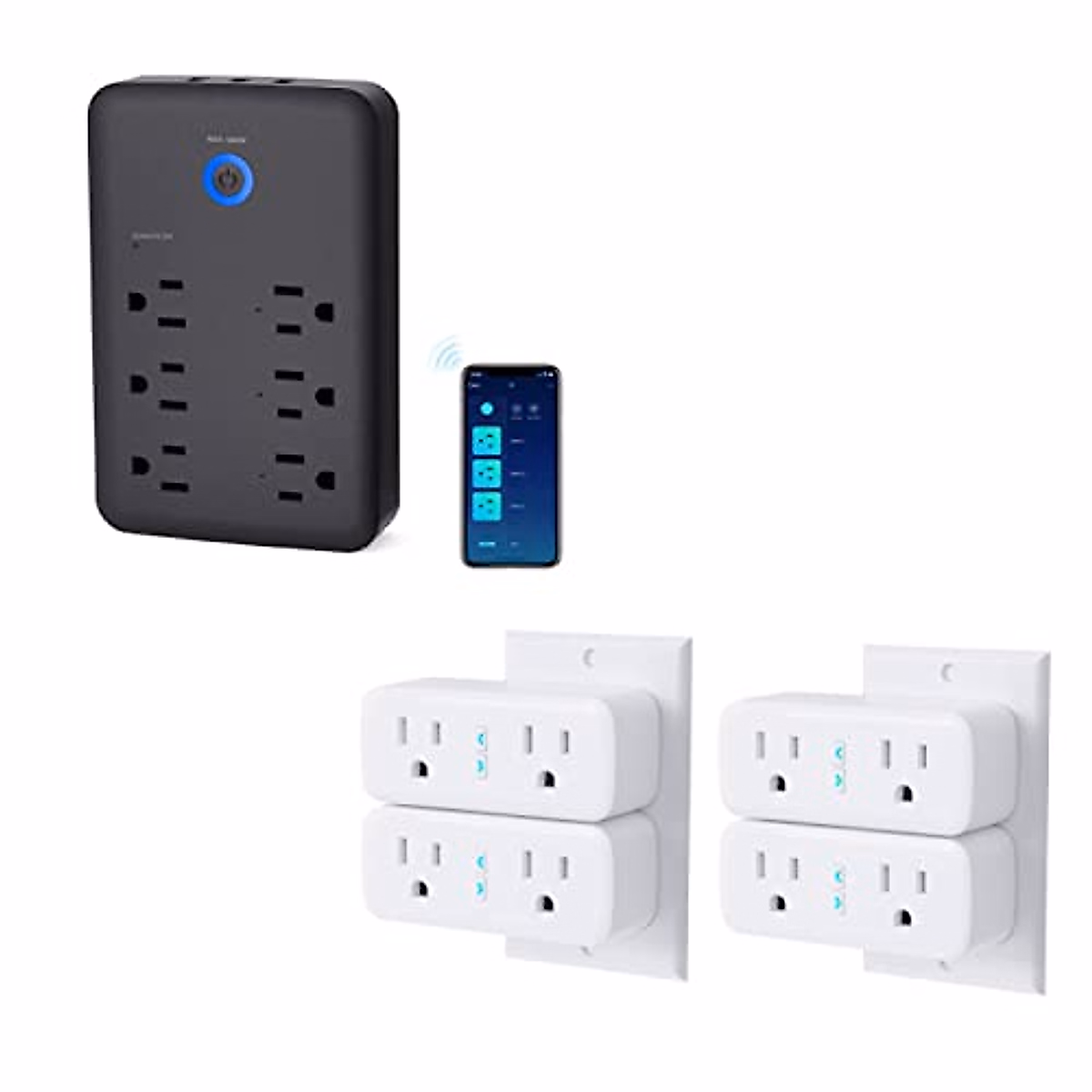 Smart Plug Outlet Extender, WiFi Surge Protector Power Strip+Mini Wi-Fi Plugs Compatible with Alexa and Google Home
