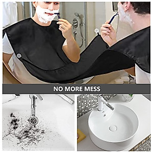 Kingsmile Beard Hair Catcher, Beard Bib Apron for Men, Beard Bib & Beard Apron, Beard Catcher with 2 Suction Cups, Hair Clippings Catcher, Shaving Apron for Shaving & Trimming, Waterproof Black