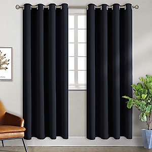 BGment Blackout Curtains for Bedroom - Grommet Thermal Insulated Room Darkening Curtains for Living Room, Set of 2 Panels, Each 46 x 84 Inch, Black