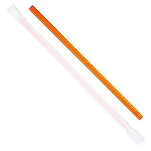 Karat C9075 (Orange) 9" Giant Straws (8mm Diameter), Paper-Wrapped, Solid Orange (Case of 2500)