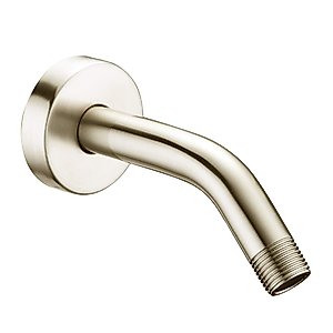 Purelux Shower Arm 6 Inch Universal Replacement Water Outlet PJ0602 Made of Stainless Steel, Brushed Nickel, Shower Arm and Flange Included