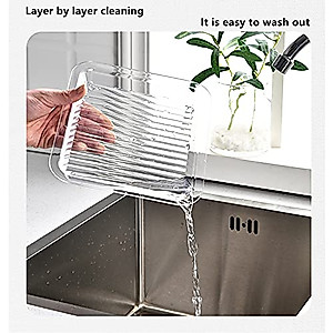 Baotkere Kitchen Multi-Function Fruit and Vegetable Preparation Plate, Side Dish Stacking Storage, Punch-Free Household Hot Pot Dish, Multi-Layer Sorting Tray, Kitchen Sundries Rack