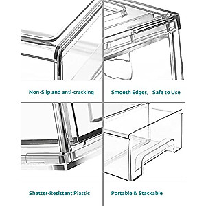 AYOTEE Medium Refrigerator Drawer Organizer Bins, 1 Pack Plastic Storage Drawers Stackable Refrigerator Organizer Bins, Clear Stackable Storage Bins with Drawers for Fridge, Freezers, Make-up