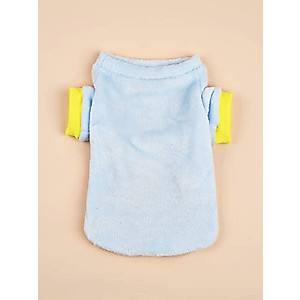 QWINEE 2Pcs Dog Plush Sweatshirt with Hat Set Lovely Dog Shirt Costume for Puppy Small Medium Dogs Kitten Cats Blue M